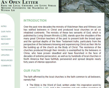 An Open Letter From the Local Churches and Living Stream Ministry ...
